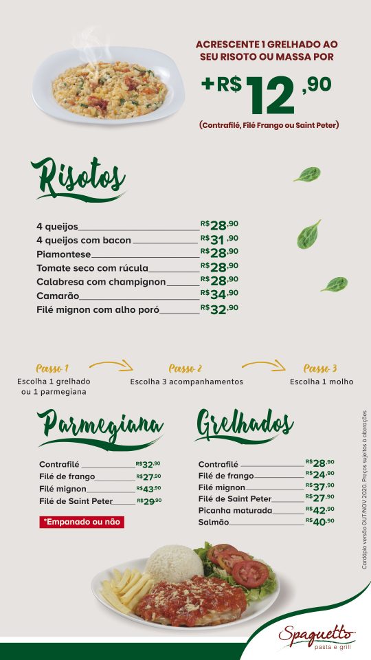 CARDÁPIO VIRTUAL - Spaguetto | Pasta e Grill
